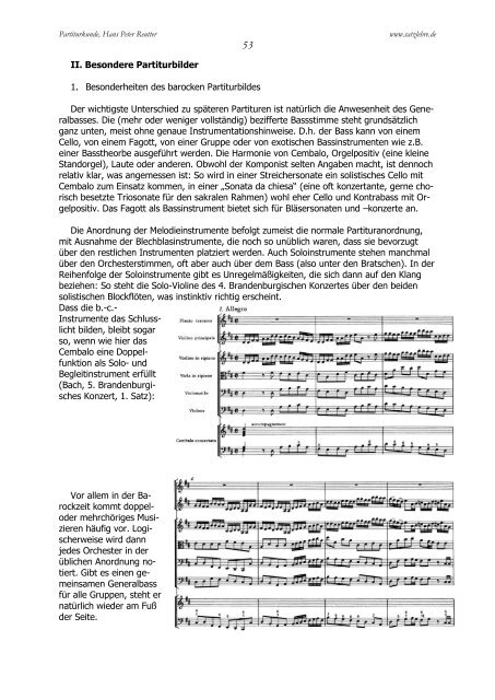 Besondere Partiturbilder, Instrumentation, Ornamentik