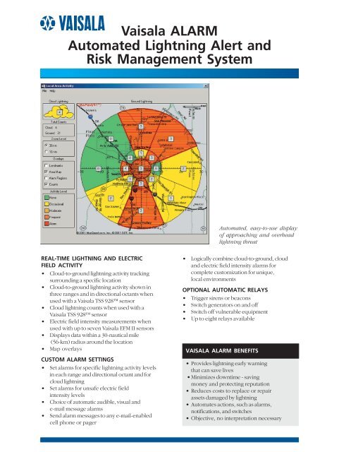 Vaisala ALARM Automated Lightning Alert and Risk ... - Hobeco