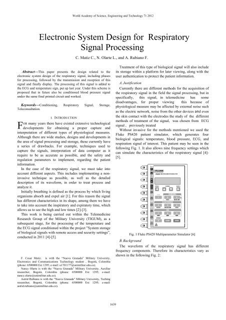 Electronic System Design For Respiratory Signal Processing 