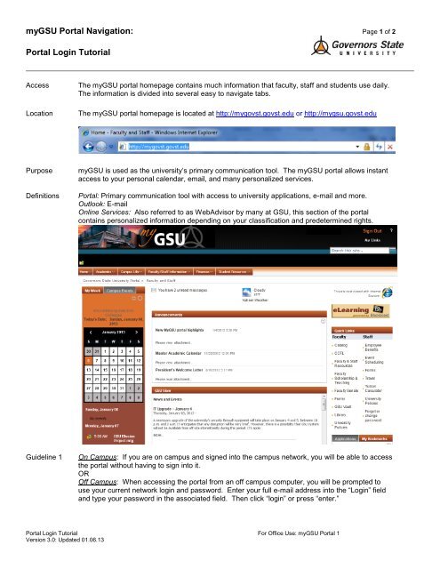 myGSU Portal Navigation: Portal Login Tutorial