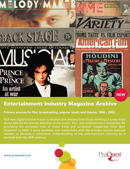 ProQuest - Entertainment Industry Magazine Archive Brochure (PDF)