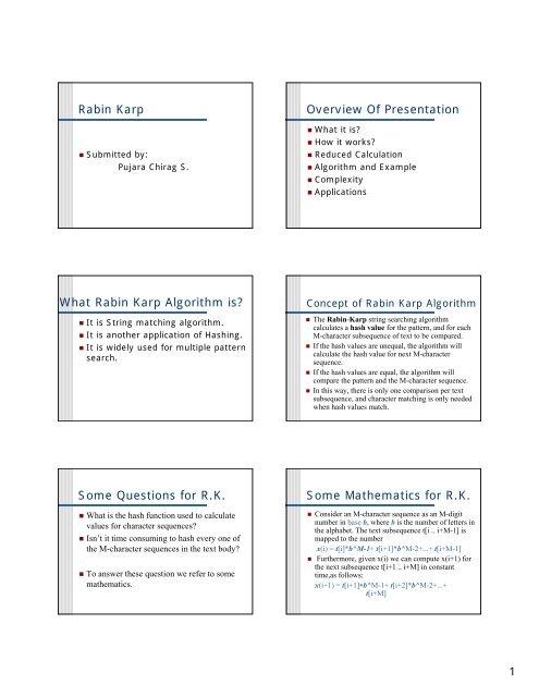 Rabin Karp Overview Of Presentation What Rabin Karp Algorithm is ...