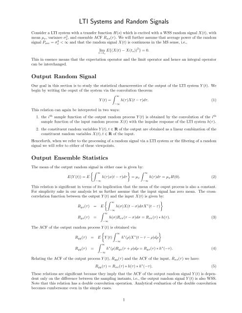LTI Systems and Random Signals