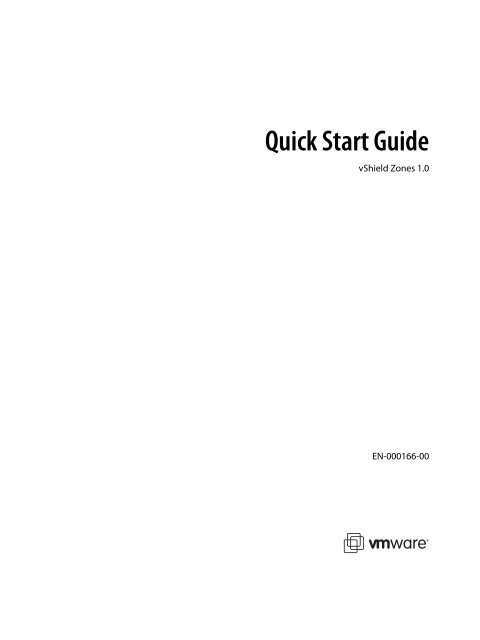vShield Zones 1.0 Quick Start Guide - VMware