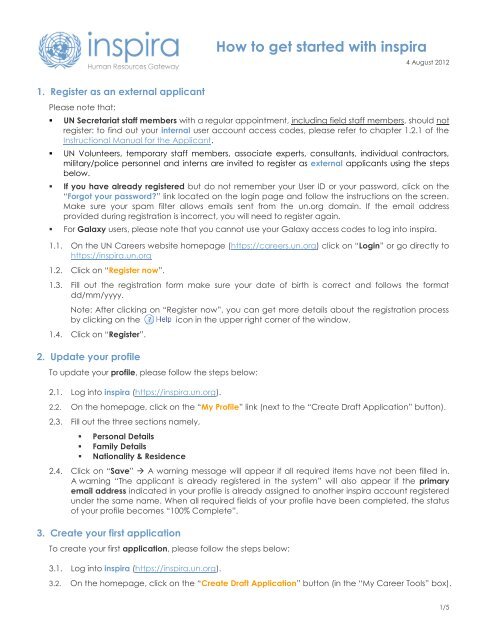 How to get started with inspira - UN Careers