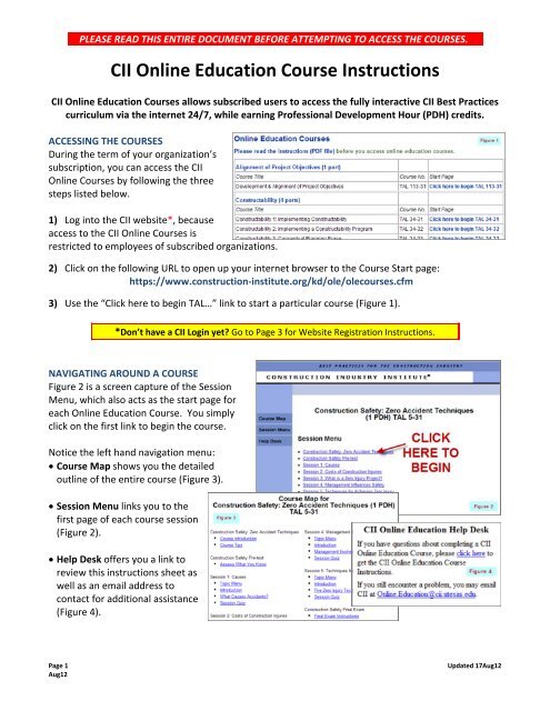 CII Online Education Course Instructions - Construction Industry ...