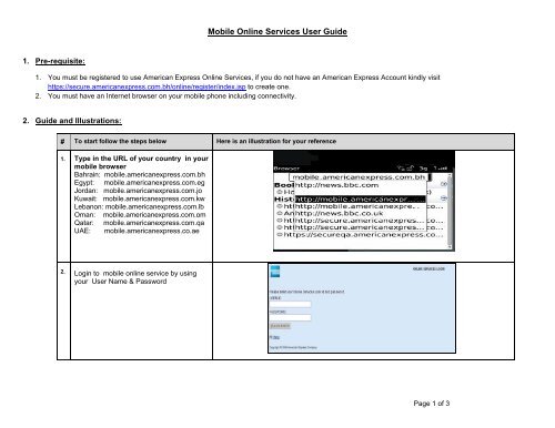 Mobile Online Services User Guide - American Express Bahrain
