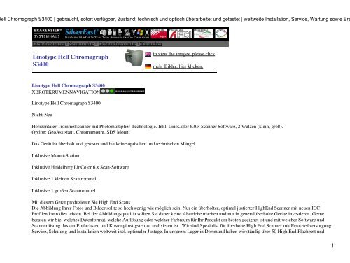 Linotype Hell Chromagraph S3400 - High-End Scanner