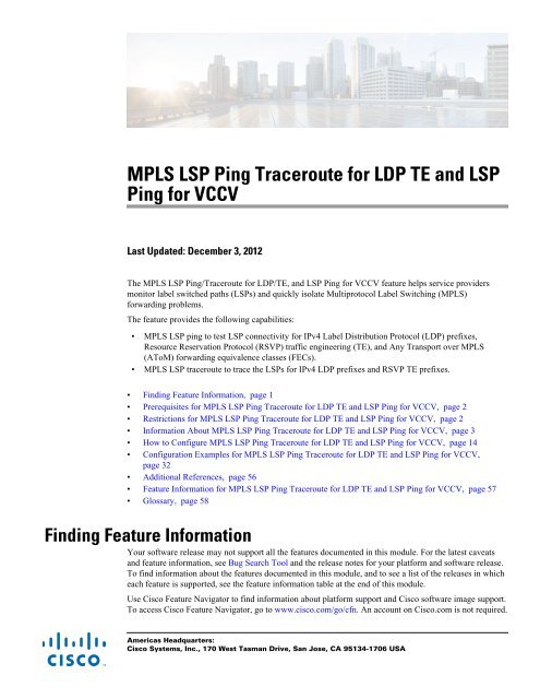 MPLS LSP Ping Traceroute for LDP TE and LSP Ping for ... - Cisco