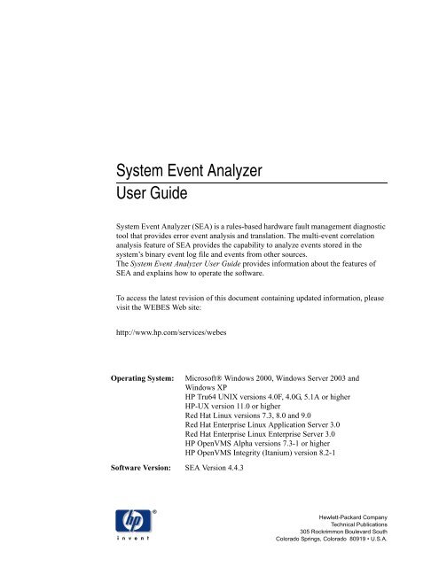 System Event Analyzer User Guide - HP