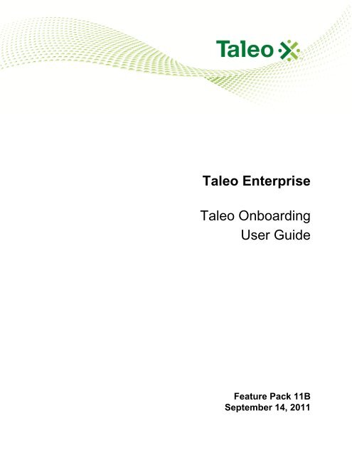 Taleo Enterprise Taleo Onboarding User Guide - Oracle