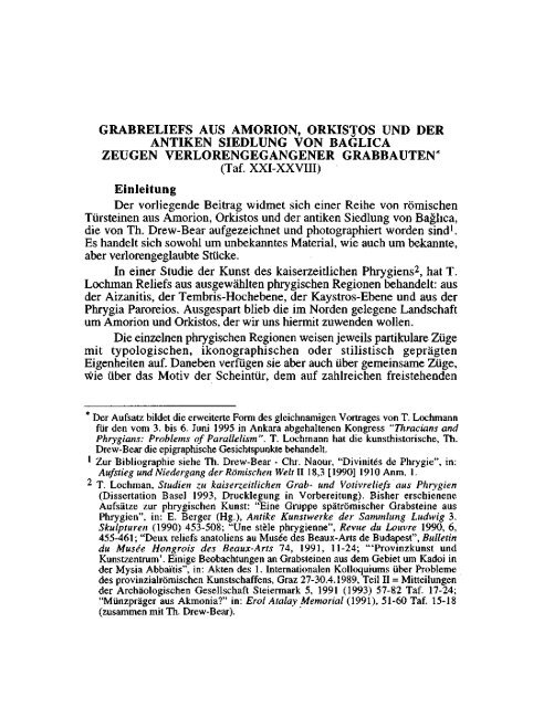 GRABRELIEFS AUS AMORION, ORKISTOS UND DER ... - DLIR