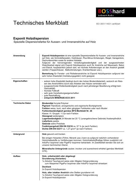 Technisches Merkblatt - Bosshard Farben