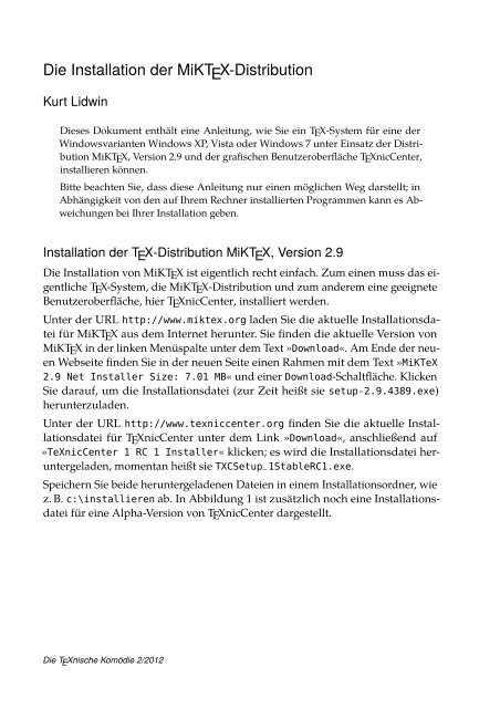 Die Installation der MiKTEX-Distribution