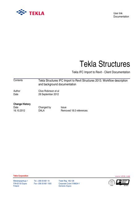 Tekla Revit Customer Link Documentation
