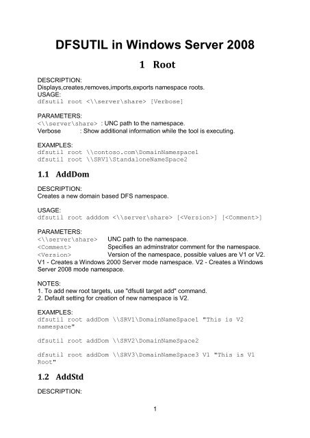 DFSUTIL in Windows Server 2008