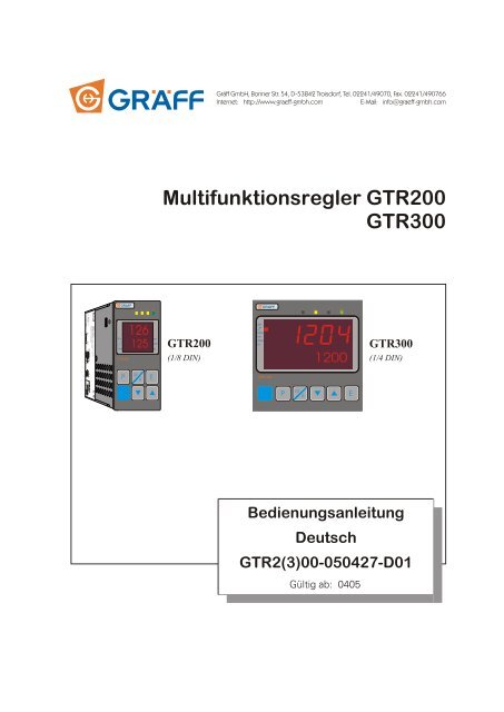 Multifunktionsregler GTR200 GTR300 - Gräff GmbH