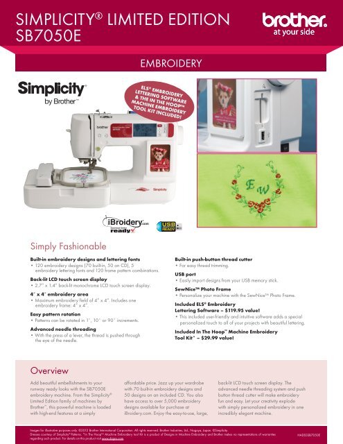 SIMPLICITY® LIMITED EDITION SB7050E - Brother