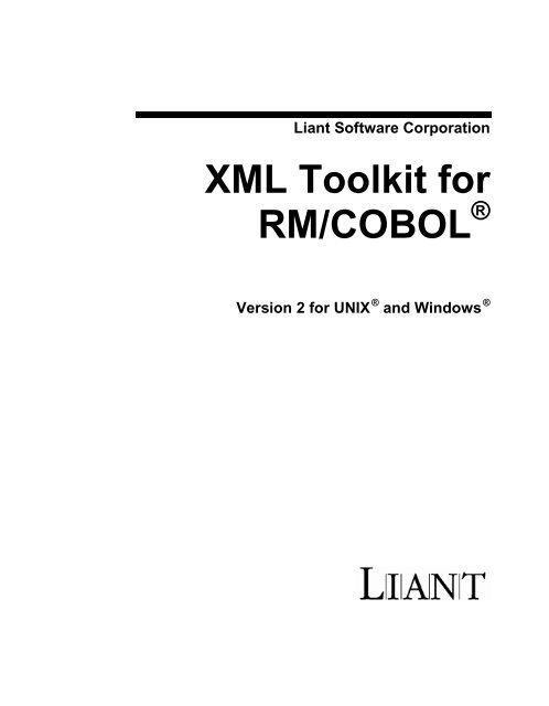XML Toolkit for RM/COBOL - ProRM