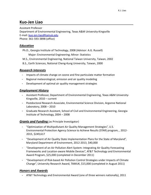 Kuo-Jen Liao - Texas A&M University-Kingsville