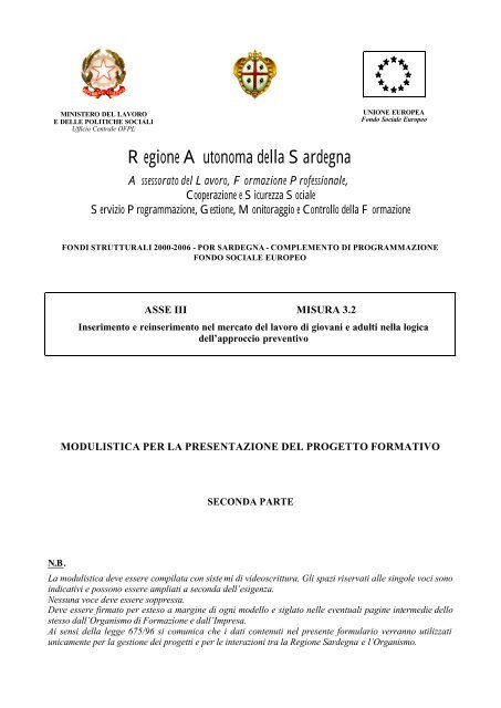 Modulo progetto formativo seconda parte [file.pdf] - Regione ...