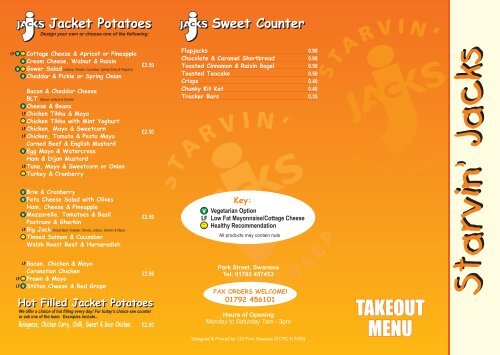 Starvin Jacks - Takeout Menu Layup - Park Street
