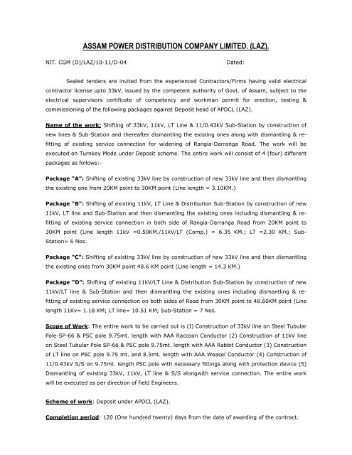 assam power distribution company limited. (laz). - www.APDCL.gov.in