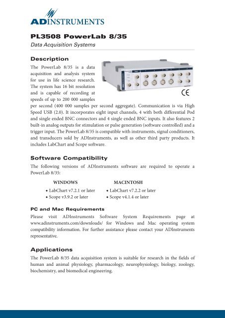 ADINSTRUMENTS PL3508 PowerLab 8/35 - DMT