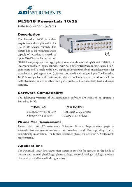 ADINSTRUMENTS PL3516 PowerLab 16/35 - DMT