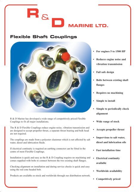 R & D Marine Flexible Shaft Couplings - PYI Inc.