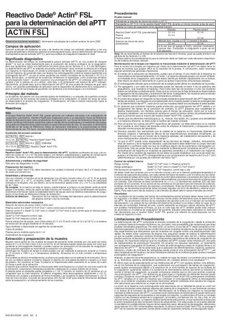 Reactivo Dade ® Actin
