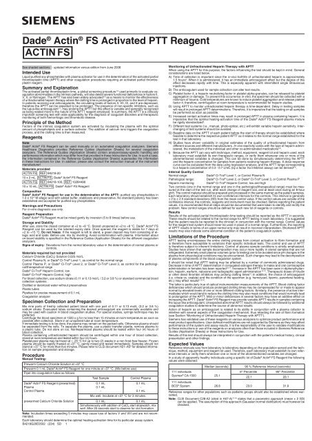 Dade® Actin® FS Activated PTT Reagent [ACTIN__FS]