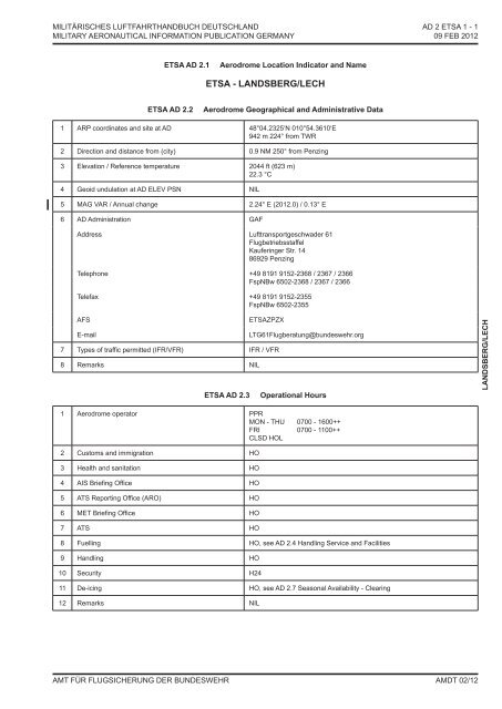 ETSA - LANDSBERG/LECH - Mil-AIP