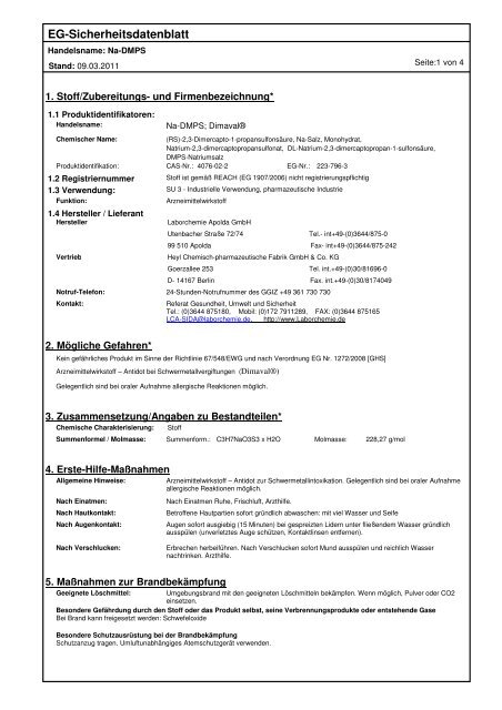 Natrium-DMPS, DIMAVAL - Laborchemie Apolda GmbH