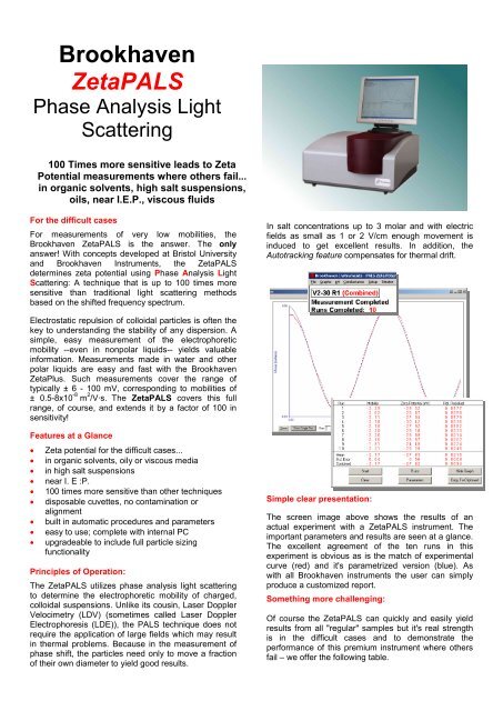 Brookhaven ZetaPALS - Laborchemie