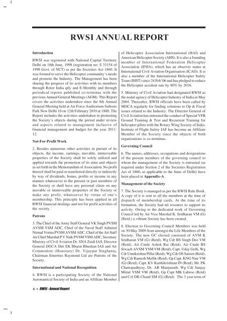 RWSI ANNUAL REPORT - The Rotary Wing Society of India