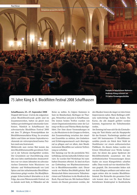 75 Jahre Küng (Artikel aus Windkanal) - Blockis Blockflötengriffe