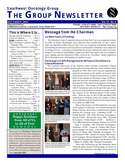 THE GROUP NEWSLETTER - SWOG