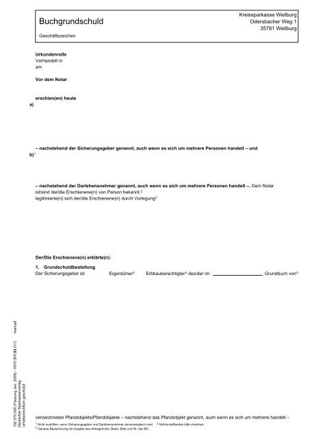 Bestellung Einer Grundschuld