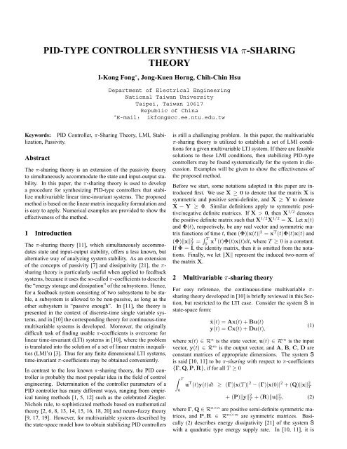 Pid Type Controller Synthesis Via Sharing Theory