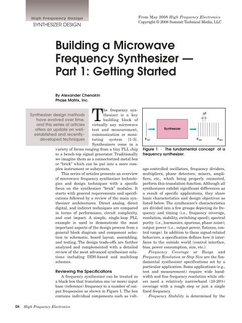 Building a Microwave Frequency Synthesizer — Part 1: Getting Started