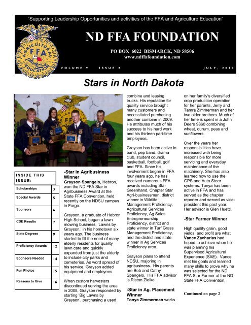 ND FFA FOUNDATION - North Dakota FFA Foundation, Inc.