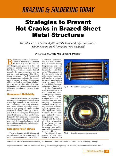 BRAZING & SOLDERING TODAY Strategies to Prevent Hot Cracks ...