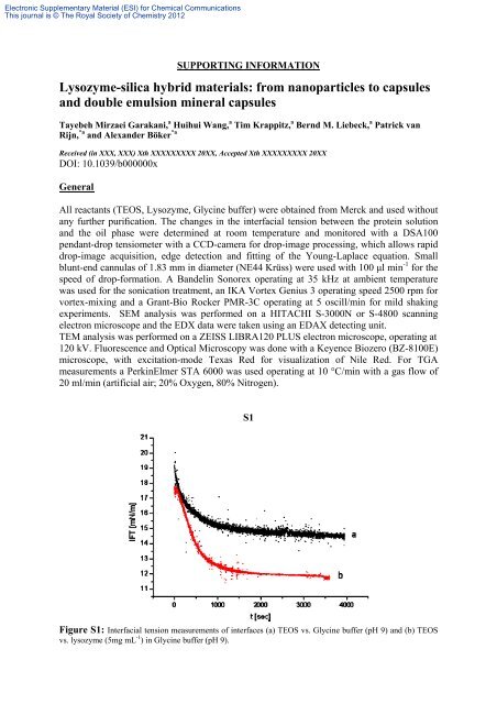 Lysozyme-silica hybrid materials: from nanoparticles to capsules ...