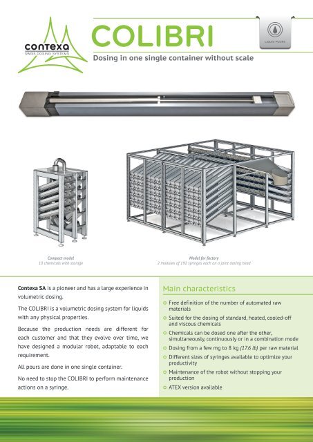 COLIBRI, the most versatile liquids dosing system for creation ...