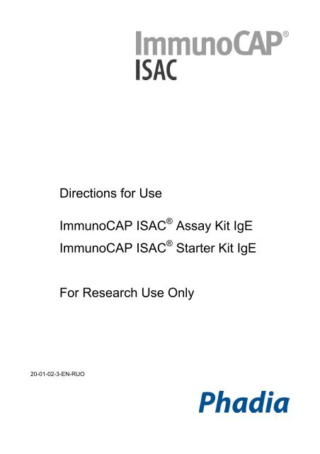 Directions for Use ImmunoCAP ISAC Assay Kit IgE ... - Phadia
