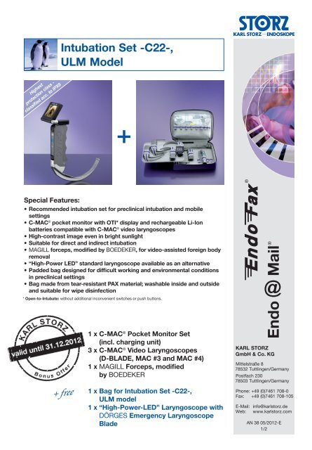 Intubation Set -C22-, ULM Model - Karl Storz
