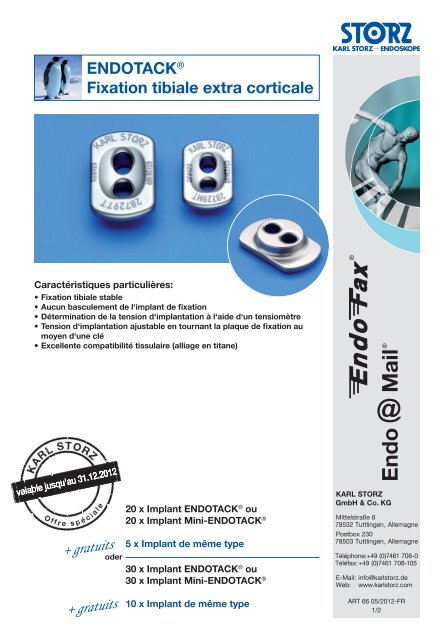 ENDOTACK® Fixation tibiale extra corticale - Karl Storz
