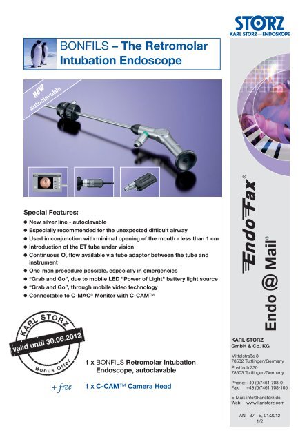 BONFILS – The Retromolar Intubation Endoscope - Karl Storz