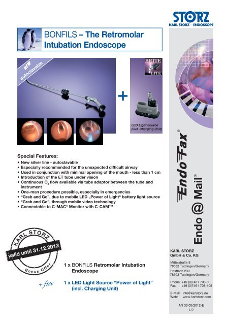 BONFILS – The Retromolar Intubation Endoscope - Karl Storz